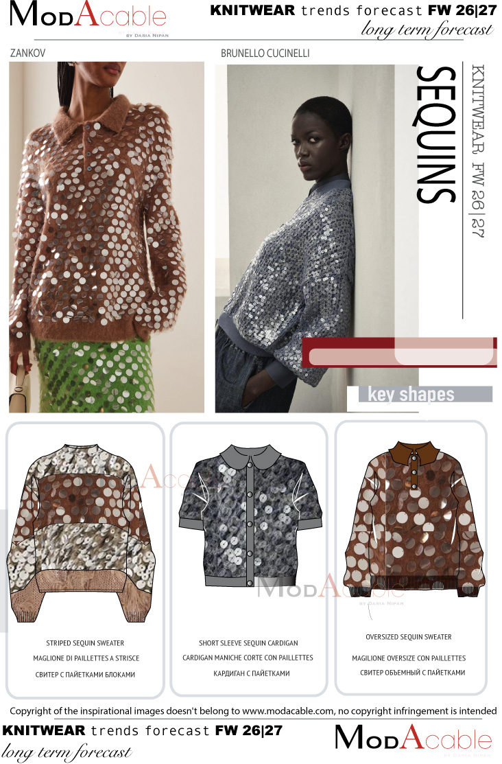 FW 2026/27 knitwear shape Sequins - Modacable