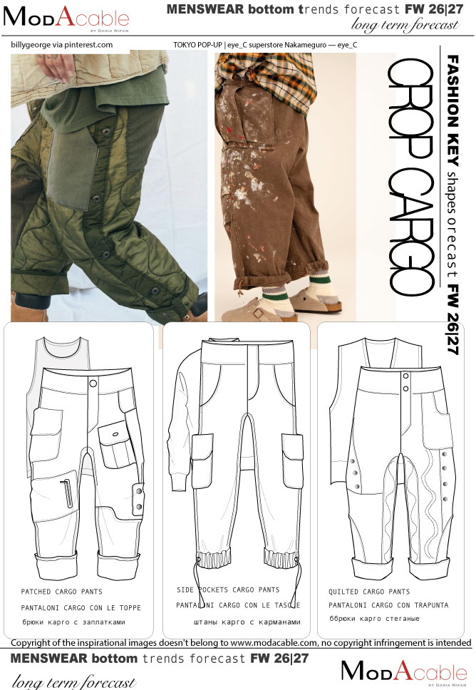 FW 26/27 men's shape Crop cargo pants